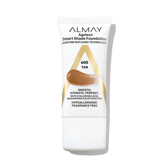 ALMAY AGELESS Smart Shade Foundation TAN 600 skintone matching hyaluro ...